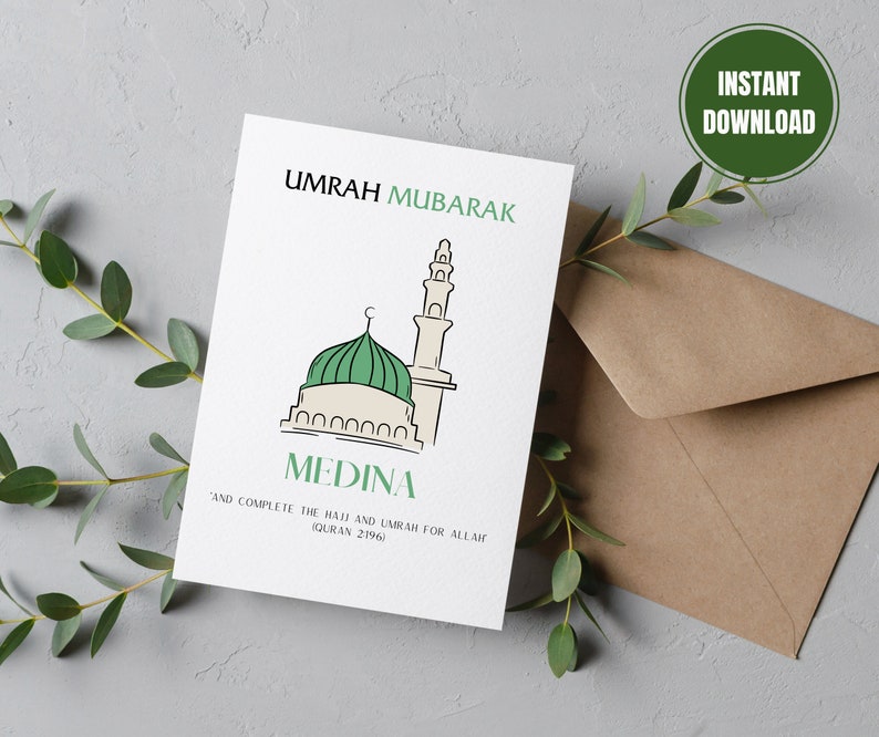 Umrah Mubarak Greeting Card, Gift for Umrah, Umroh Print, Hajj ...