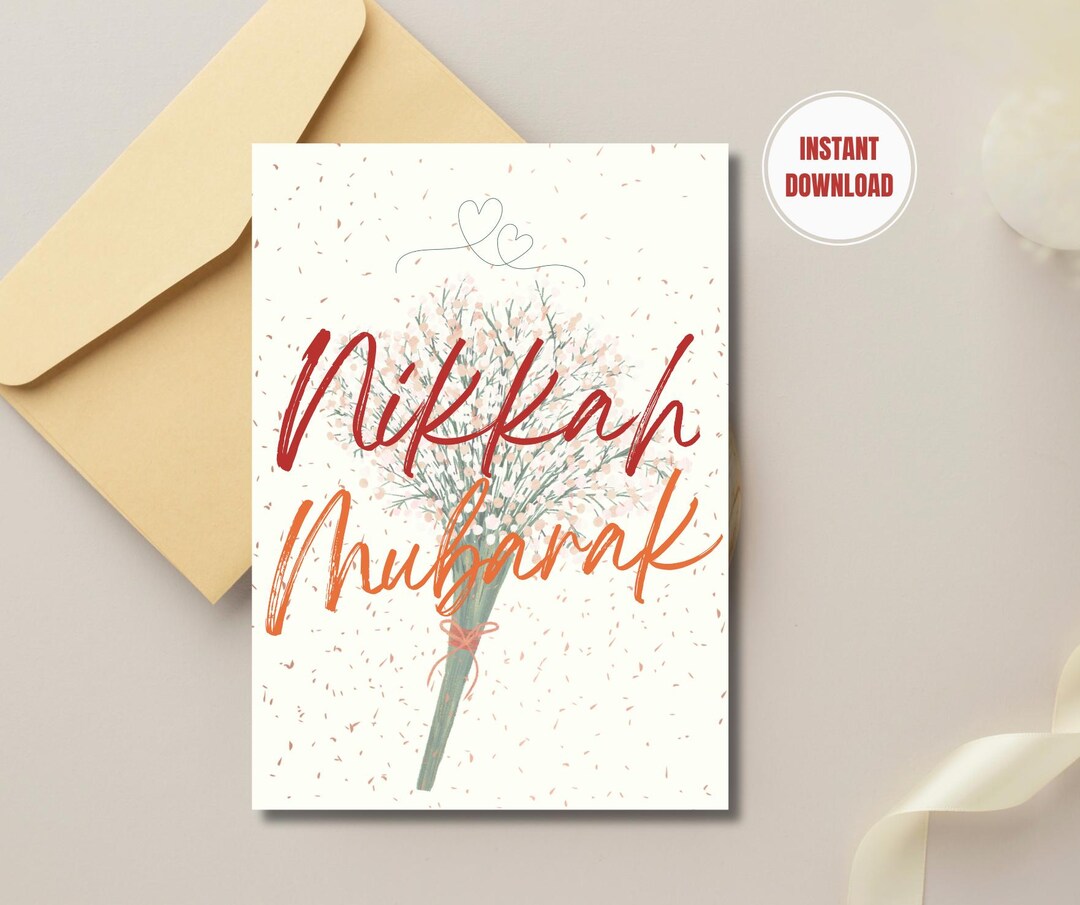 Nikkah Mubarak Wedding Card, Muslim Newlywed Gift (digital Download) - Etsy