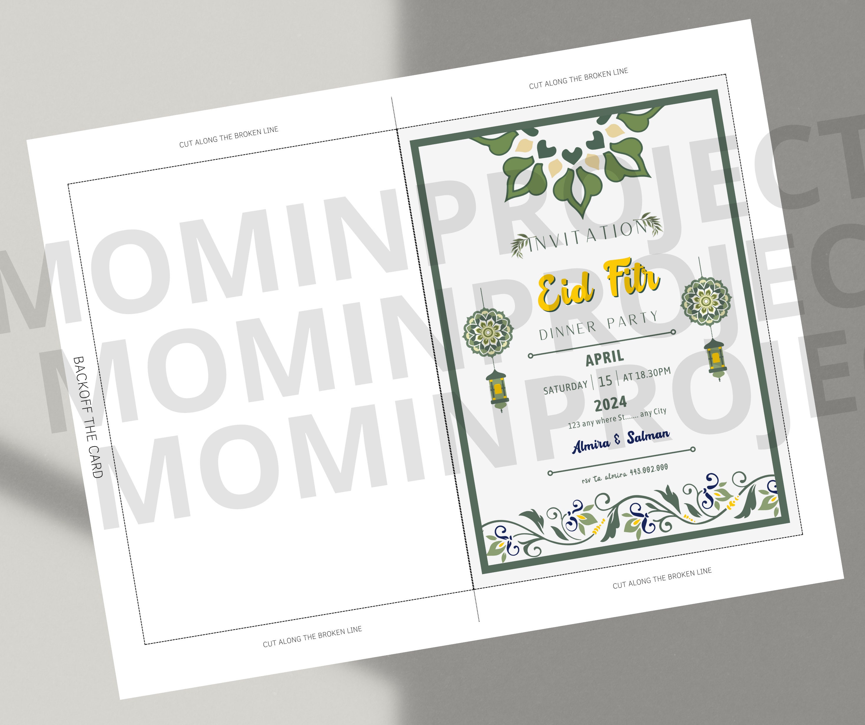 Eid Fitr Dinner Party Invitation Card, Personalized Eid Mubarak Gift ...