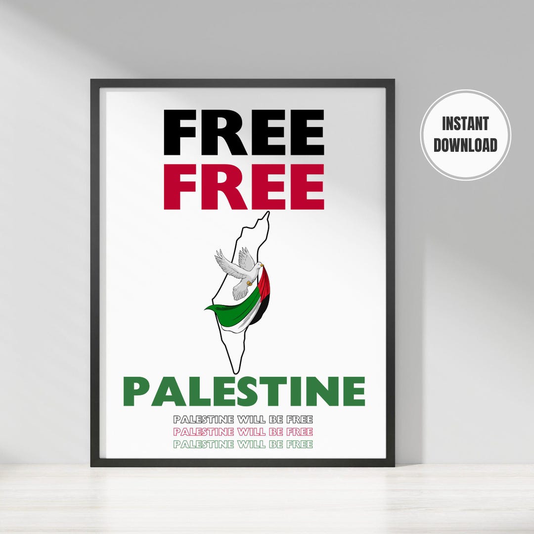 Free Palestine Poster, Protest Wall Art, Support Palestine Flag Decor ...