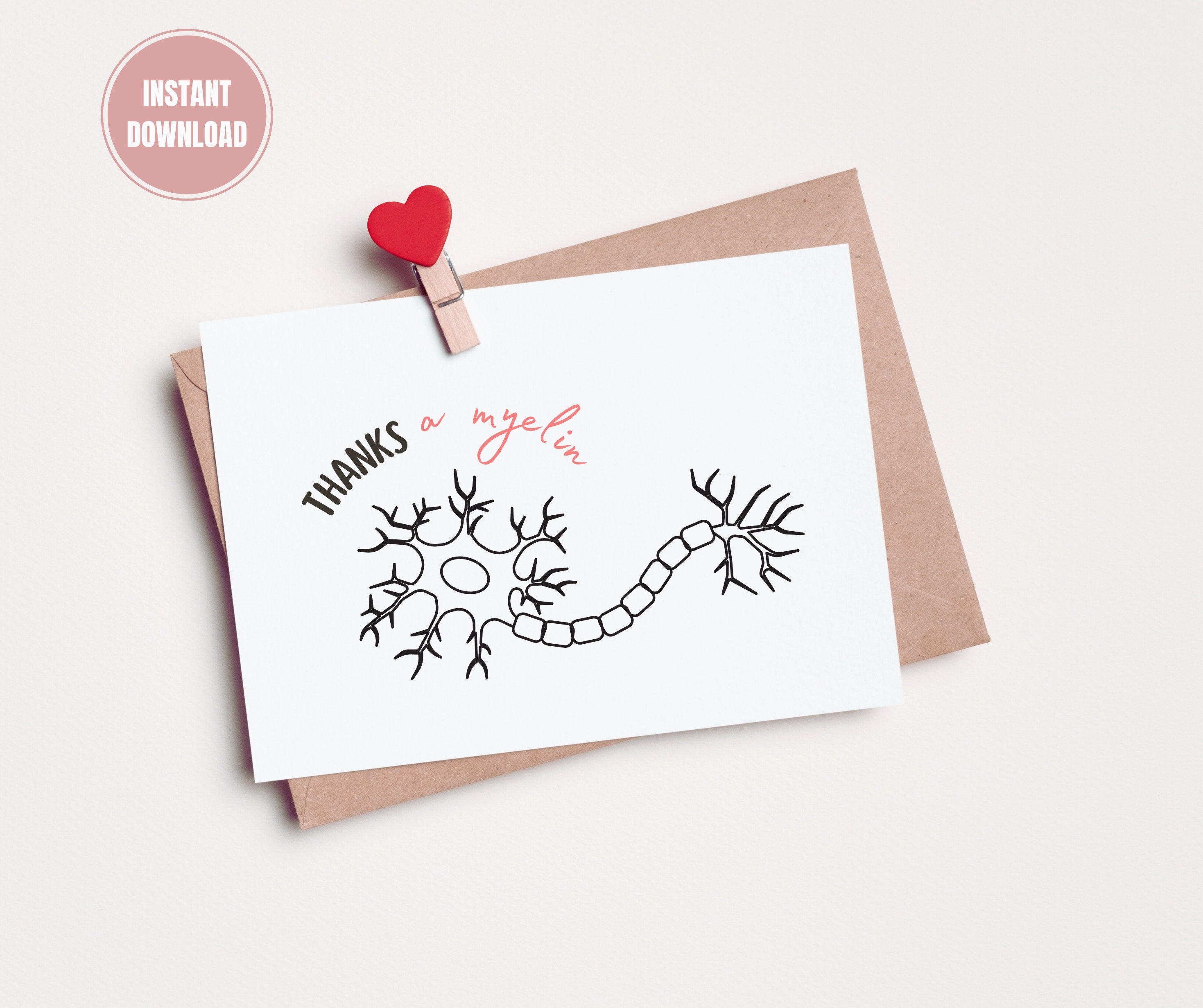 Thanks a Myelin Printable Thank You Greeting Card, Neurology Doctor ...