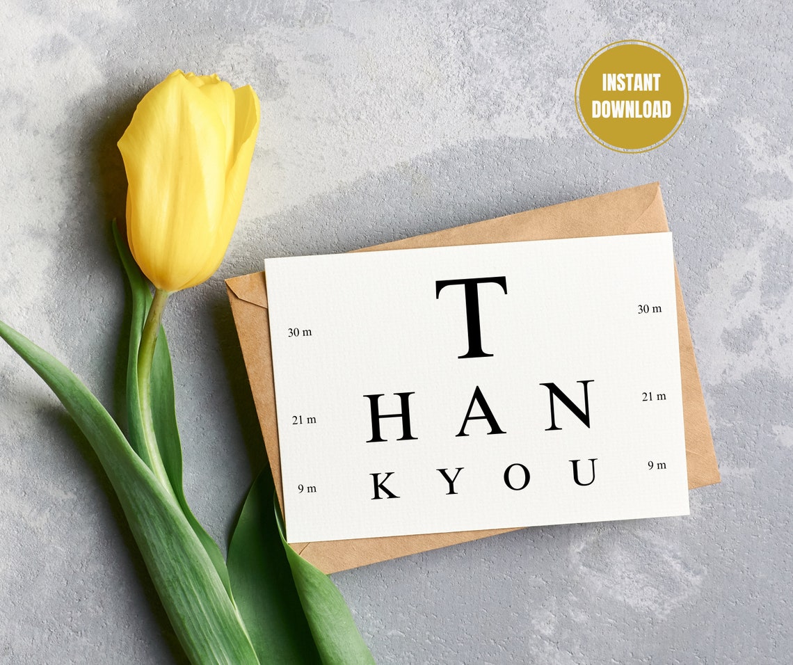 Eye Doctor Thank You Card, Thanks Gift for Optometrist, Optometry ...