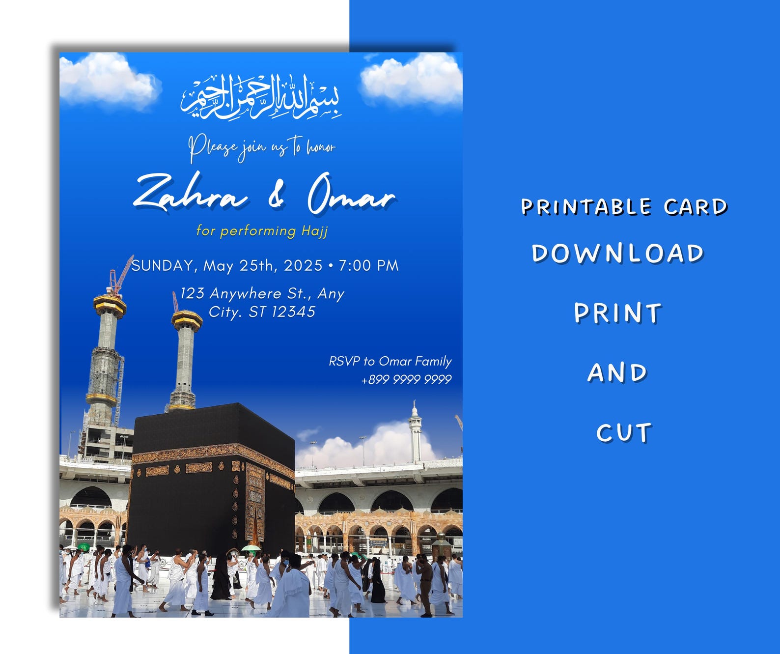 Personalized Hajj Invitation Template: Kaaba Design (digital Download ...