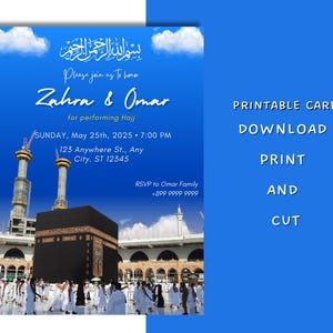 Hajj Invitation Template, Personalized Hajj Party Invite, Islamic ...