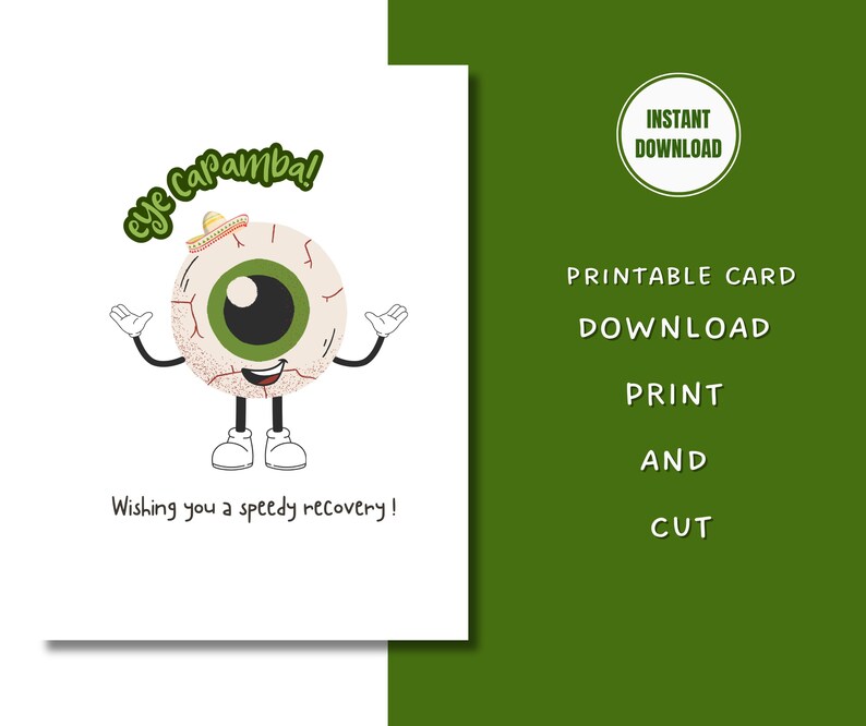 Eye Surgery Get Well Card: Funny Cataract Recovery Gift (instant ...