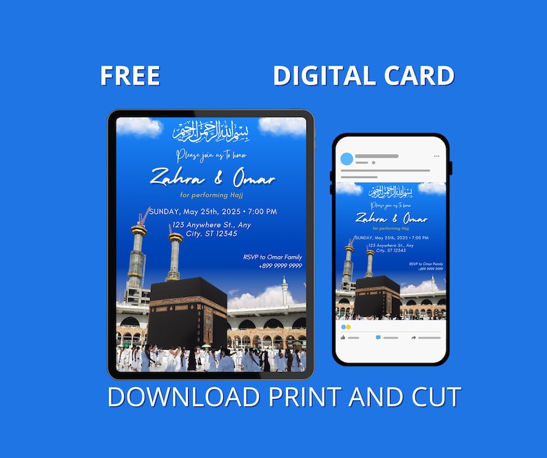 Hajj Invitation Template, Personalized Hajj Party Invite, Islamic ...