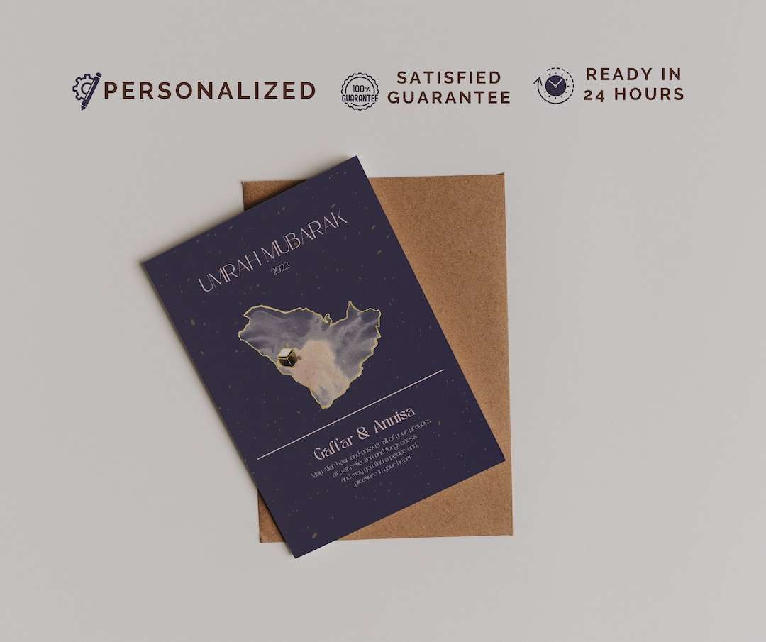 Umrah Mubarak Poster Card Personalized, Printable Gift for Umrah, Umroh ...