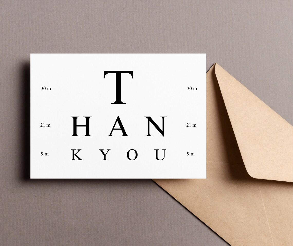 Eye Doctor Thank You Card, Thanks Gift for Optometrist, Optometry ...