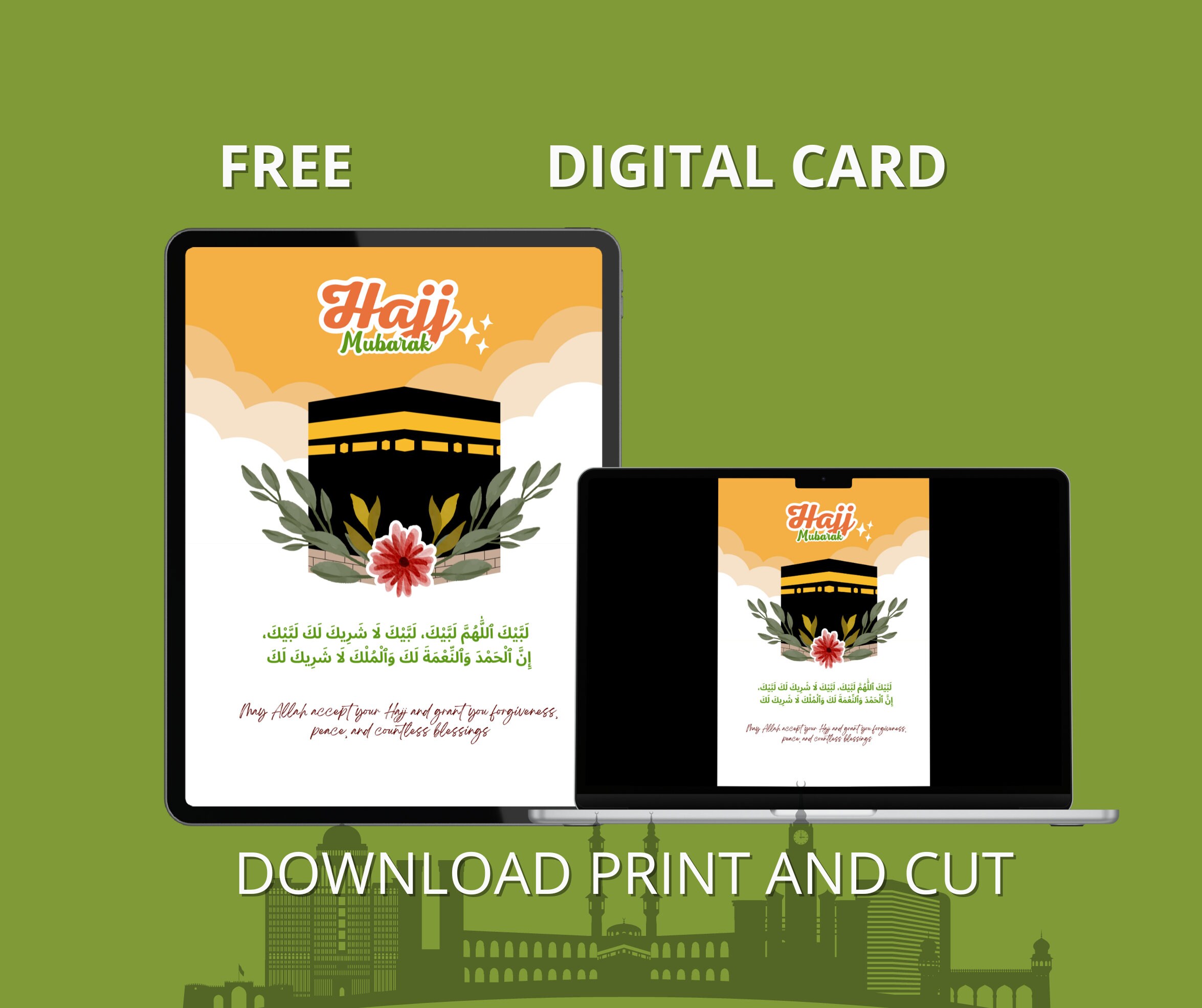 Hajj Mubarak Card, Leaving for Hajj Card, Muslim Hajj Gift, Journey to ...