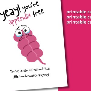 Funny Appendix Removal Get Well Card (printable Card) - Etsy
