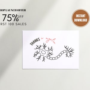 Thanks a Myelin Printable Thank You Greeting Card, Neurology Doctor ...