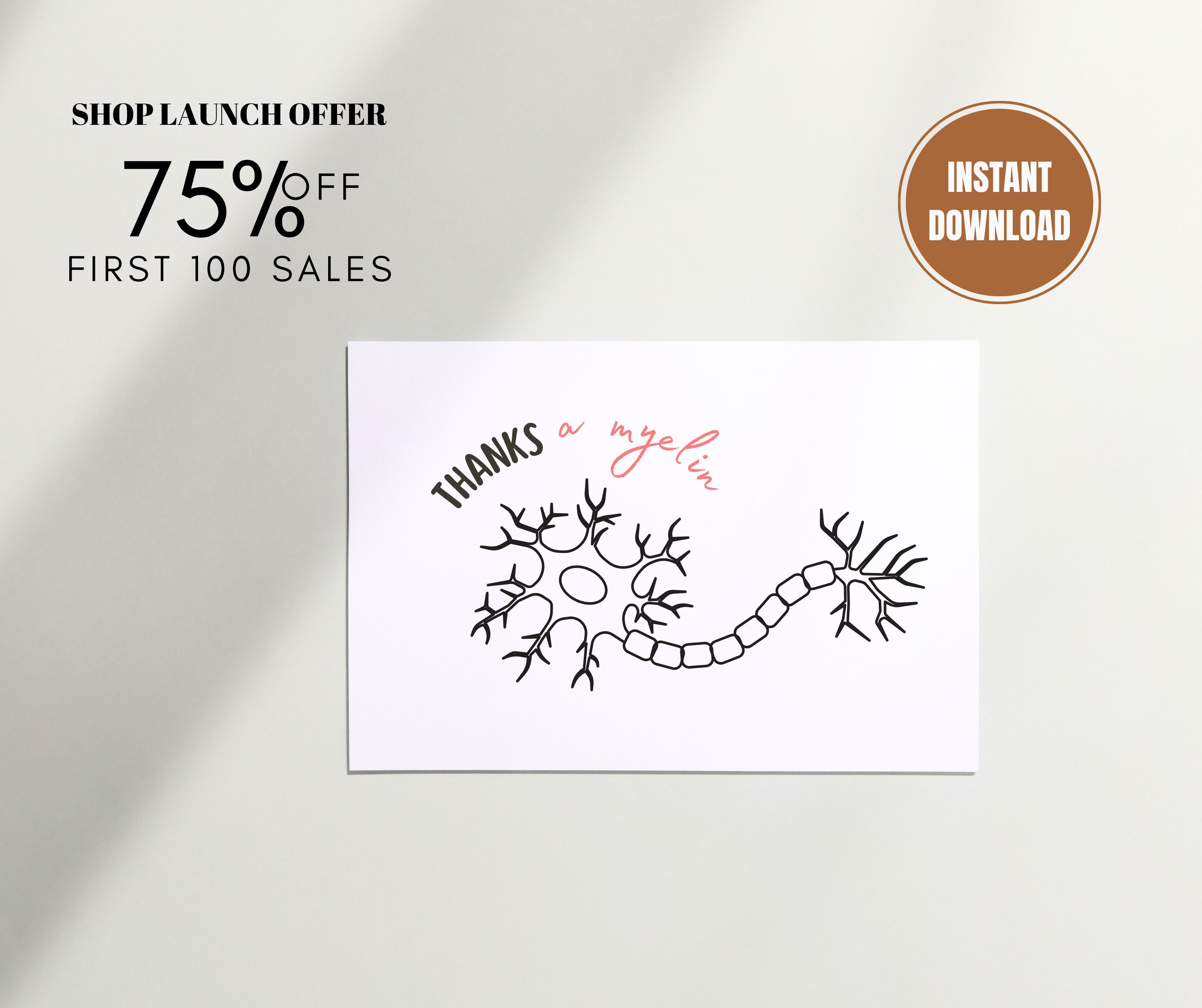 Thanks a Myelin Printable Thank You Greeting Card, Neurology Doctor ...