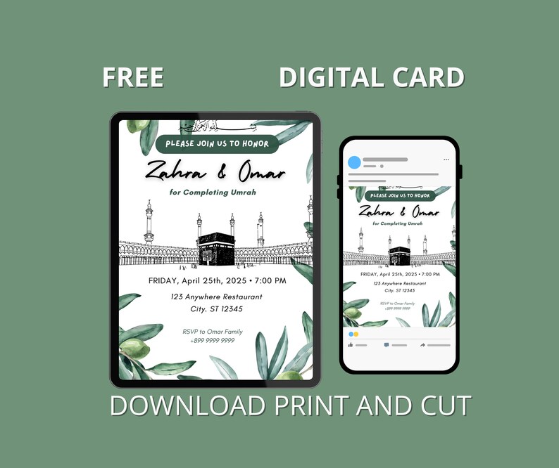 Umrah Party Invitation, Hajj Party, Umrah Gifts, Muslim Invite, Virtual ...