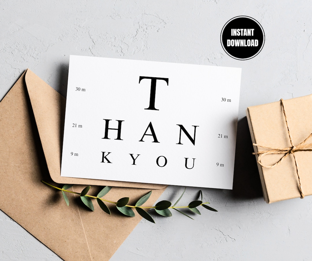 Eye Doctor Thank You Card, Thanks Gift for Optometrist, Optometry ...