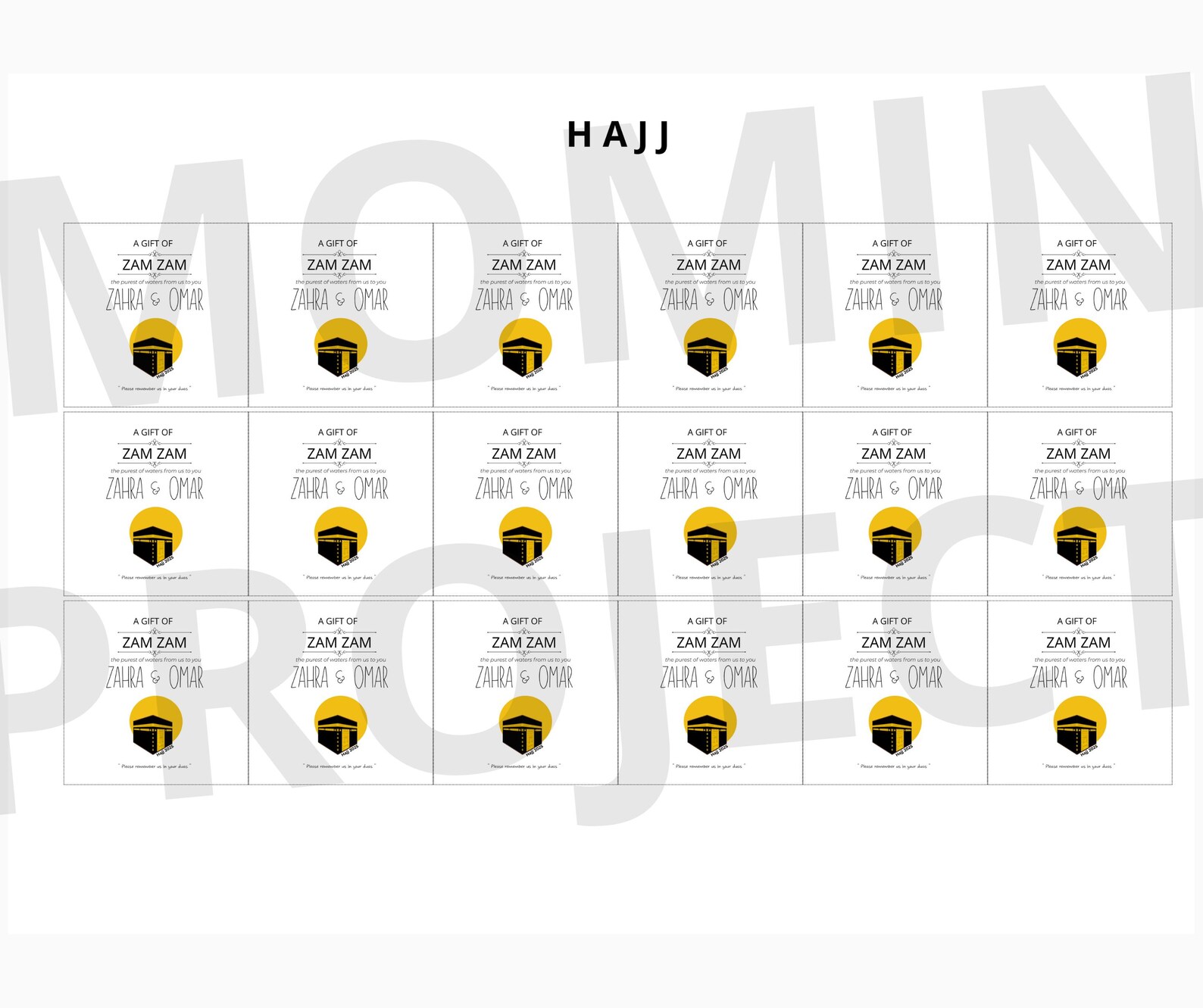 Personalized Zam Zam Water Bottle Labels: Hajj, Umrah, Nikkah Stickers ...