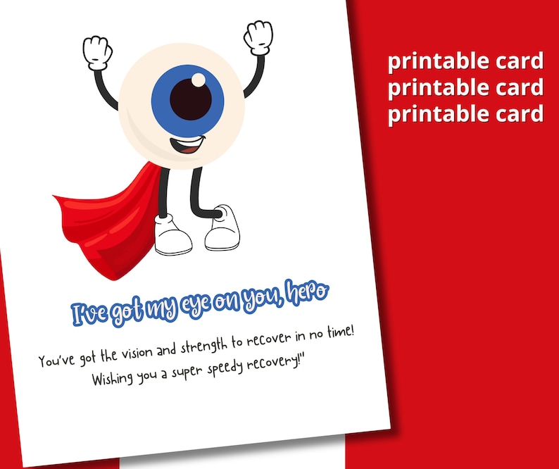 Funny 'eye on You' Get Well Card, Encouragement Gift (digital Download ...