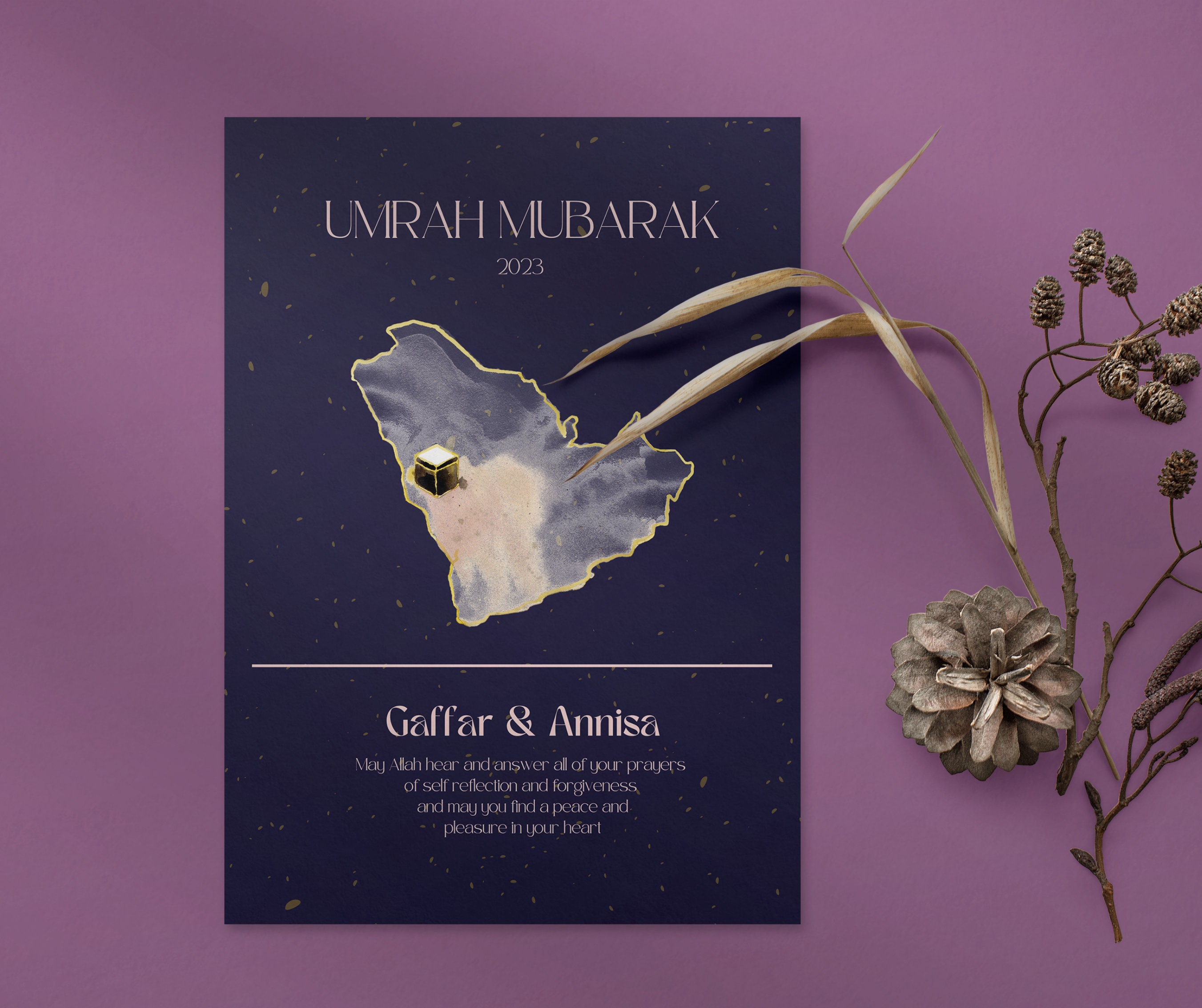 Umrah Mubarak Poster Card Personalized Printable Gift for - Etsy