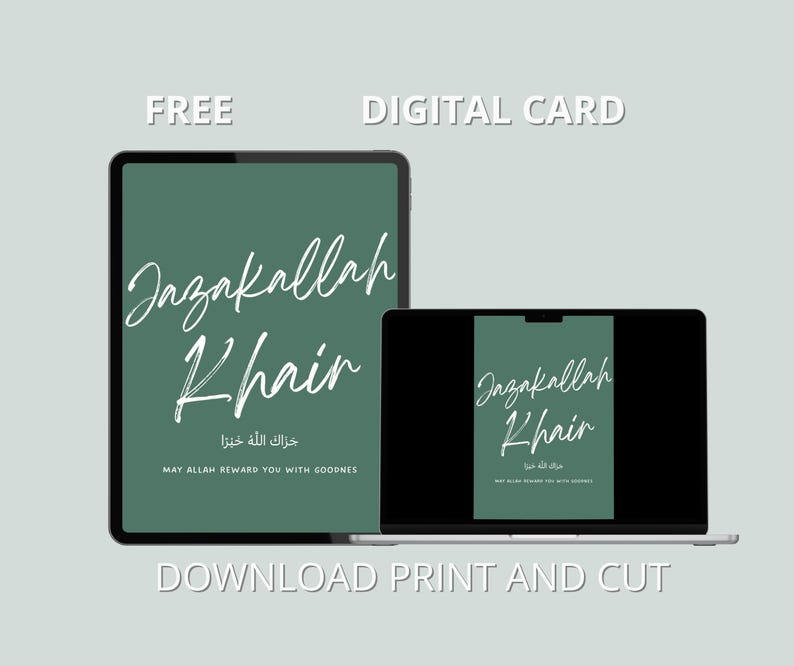 Islamic Jazakallah Khair Thank You Card, Muslim Blessings (instant ...