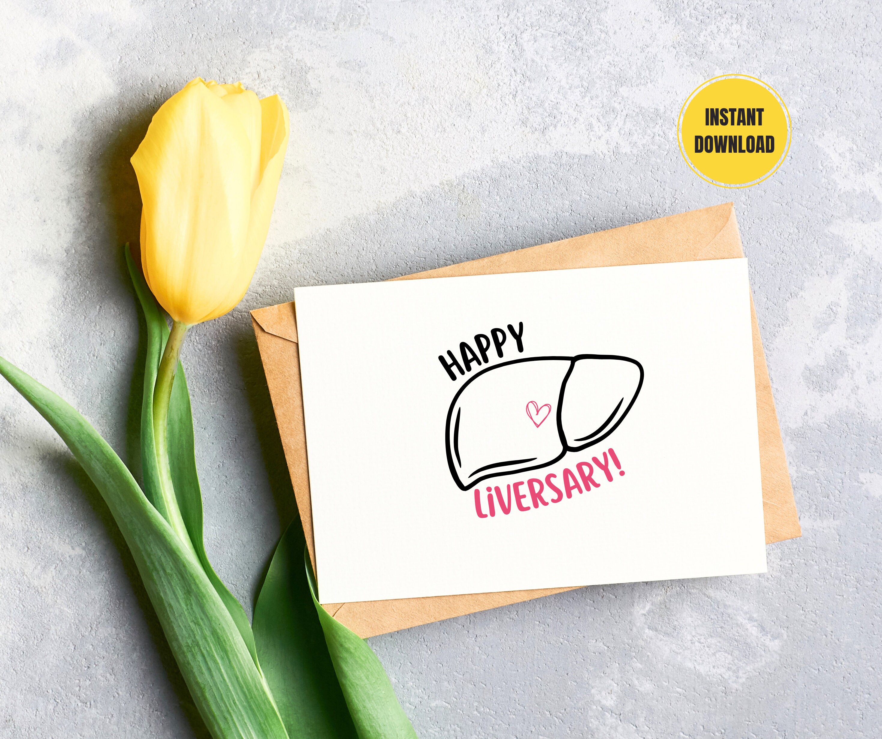 Happy Liversary Printable Card, Liver Transplant Anniversary, Liver ...