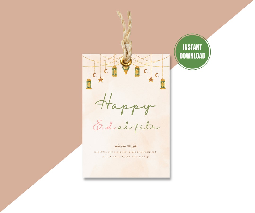 Printable Tag Happy Eid Mubarak, Eid Greeting Gift, Eid Mubarak Hampers ...