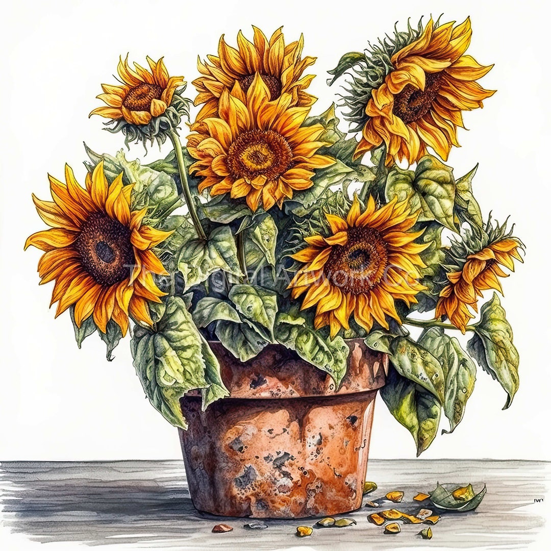 Sunflower Watercolor Clipart – 12 Floral Designs, Commercial Use ...