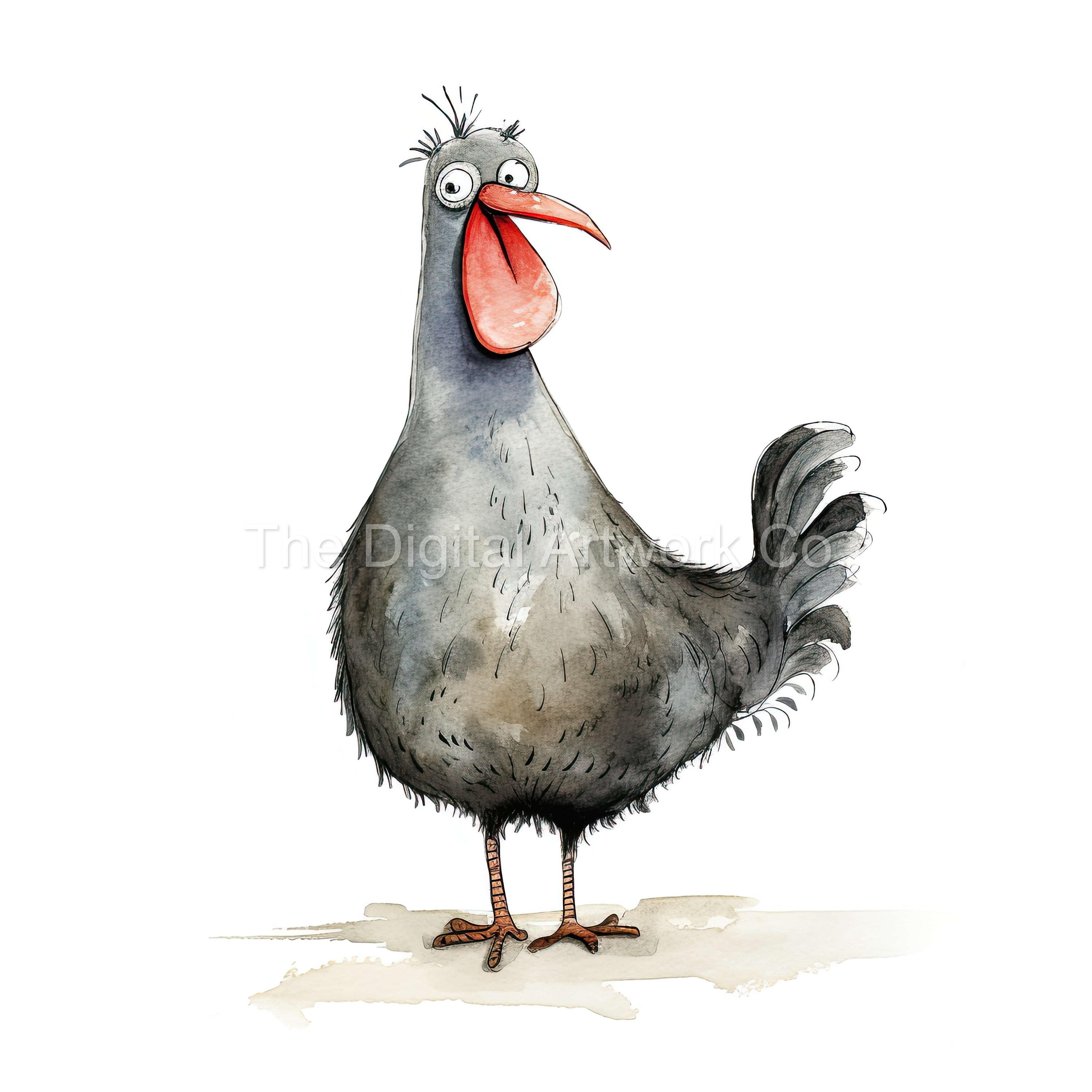 Funky Cartoon Chicken Clip Art: Watercolor Style (digital Download) - Etsy