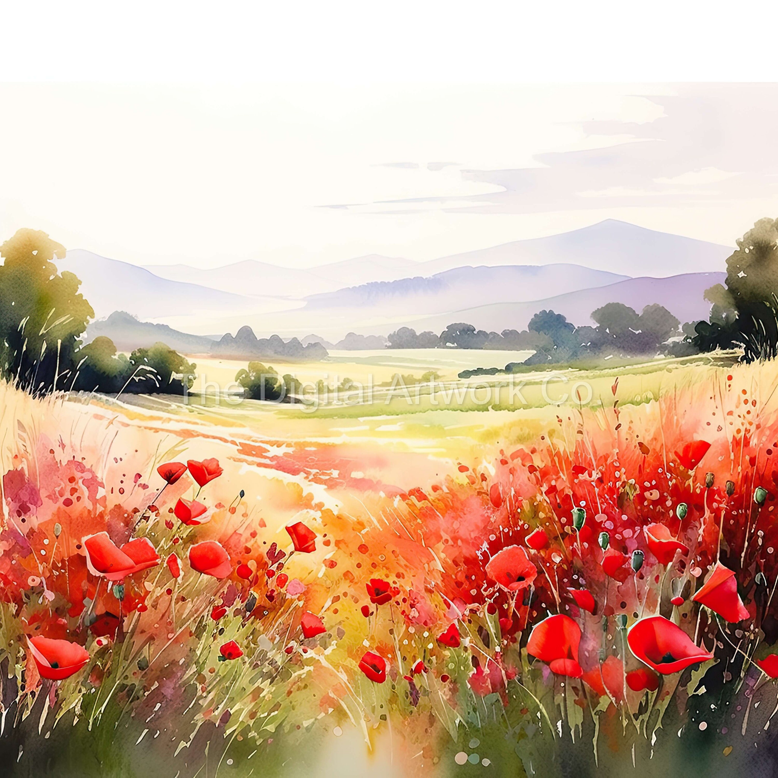 12 High Quality Designs of Poppy Field Backgrounds Jpgs Digital Planner ...