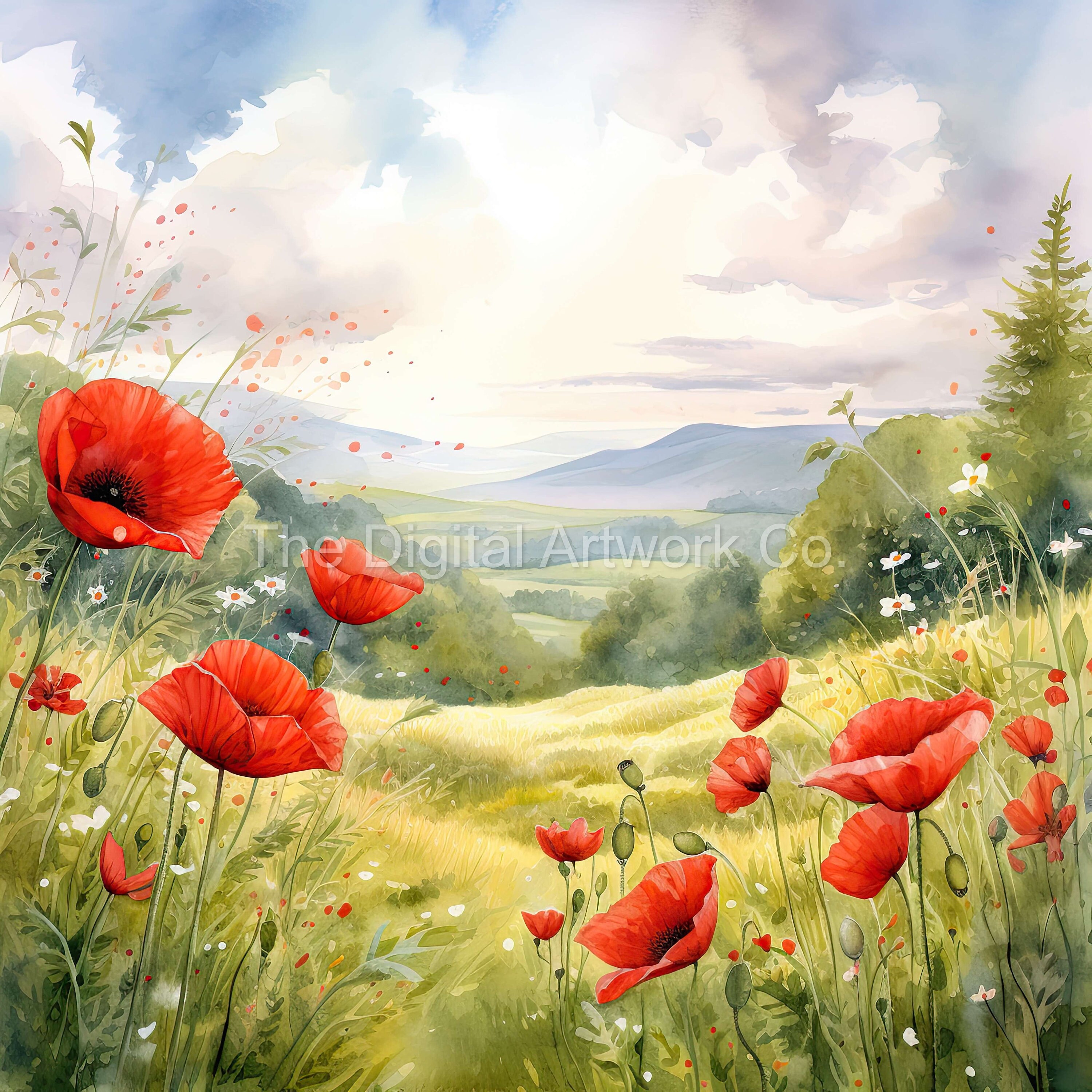 12 High Quality Designs of Poppy Field Backgrounds Jpgs Digital Planner ...