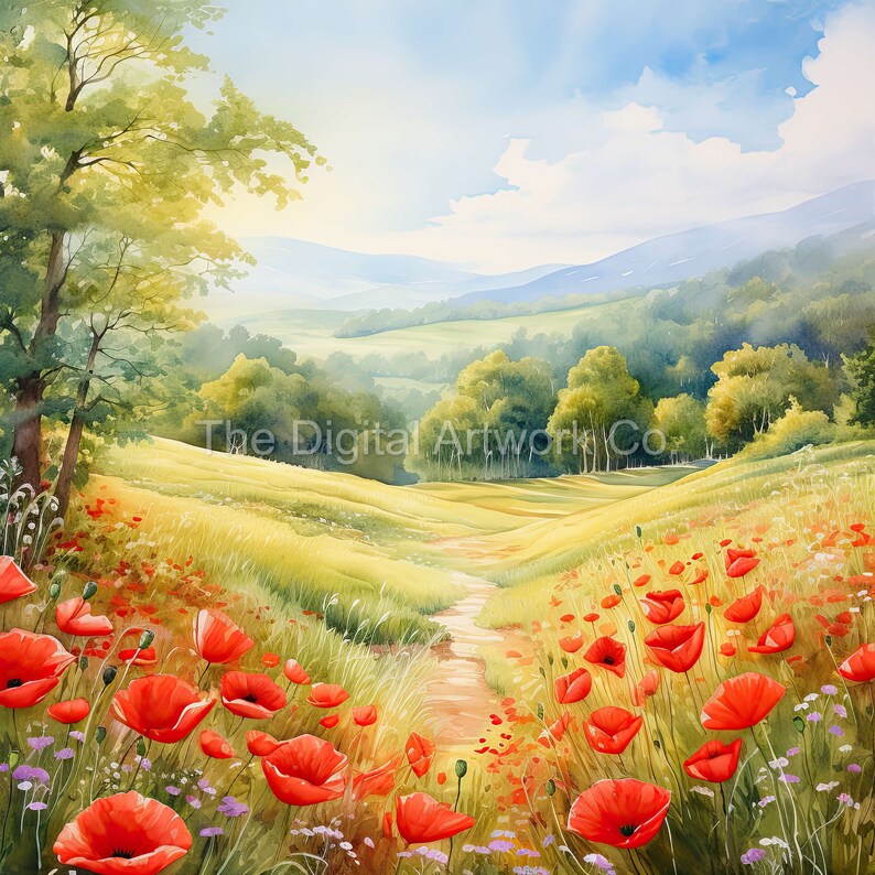 12 High Quality Designs of Poppy Field Backgrounds Jpgs - Etsy