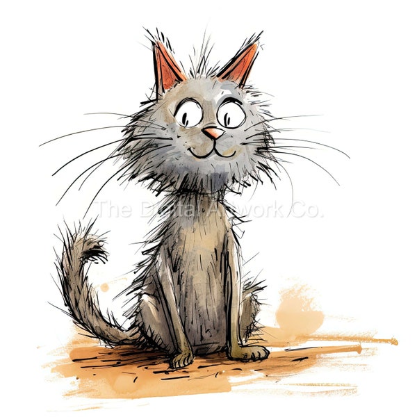 Pussy Cat Drawing - Etsy UK
