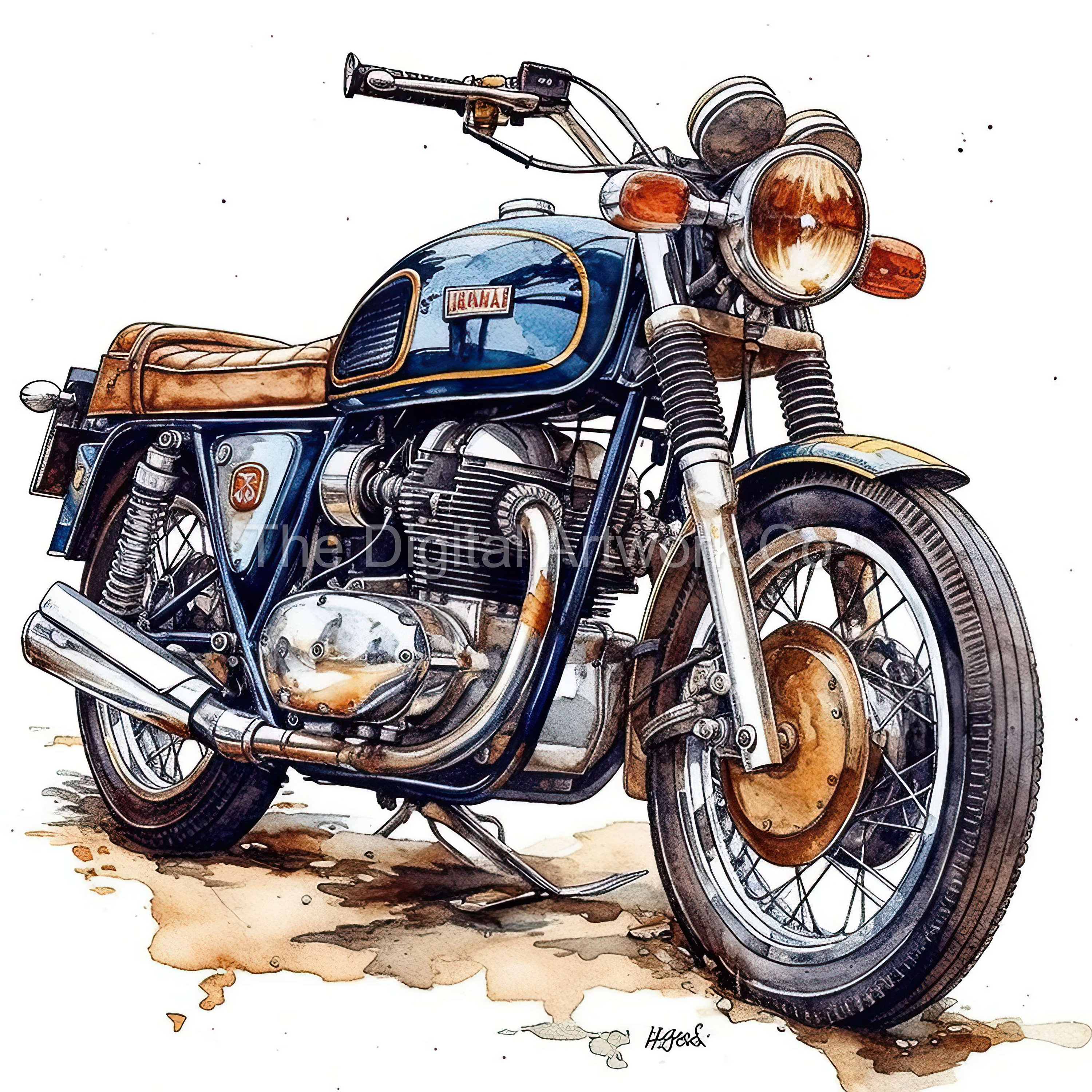 12 High Quality Designs of Classic Motorcycles Clip Art 12 - Etsy UK