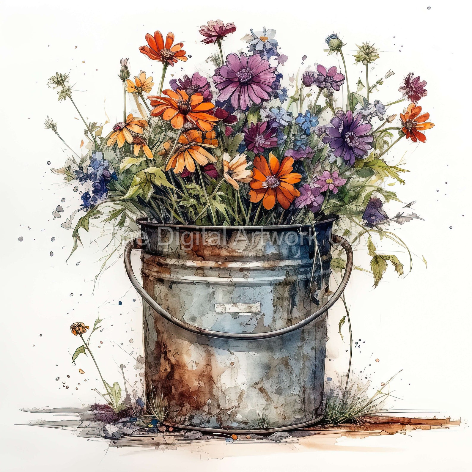 12 High Quality Designs of Buckets of Flowers Clip Art 12 Jpgs - Etsy