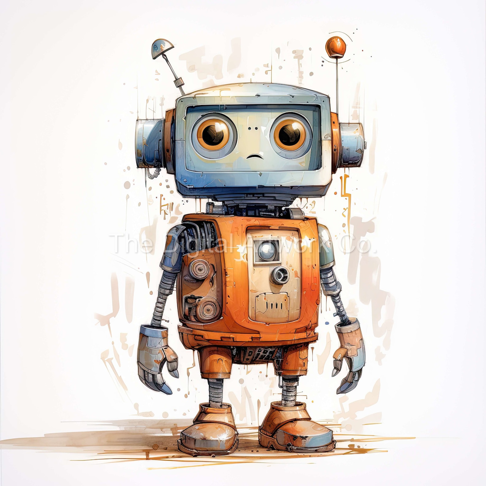 18 High Quality Designs of Watercolour Robots 18 Jpgs Digital Print ...