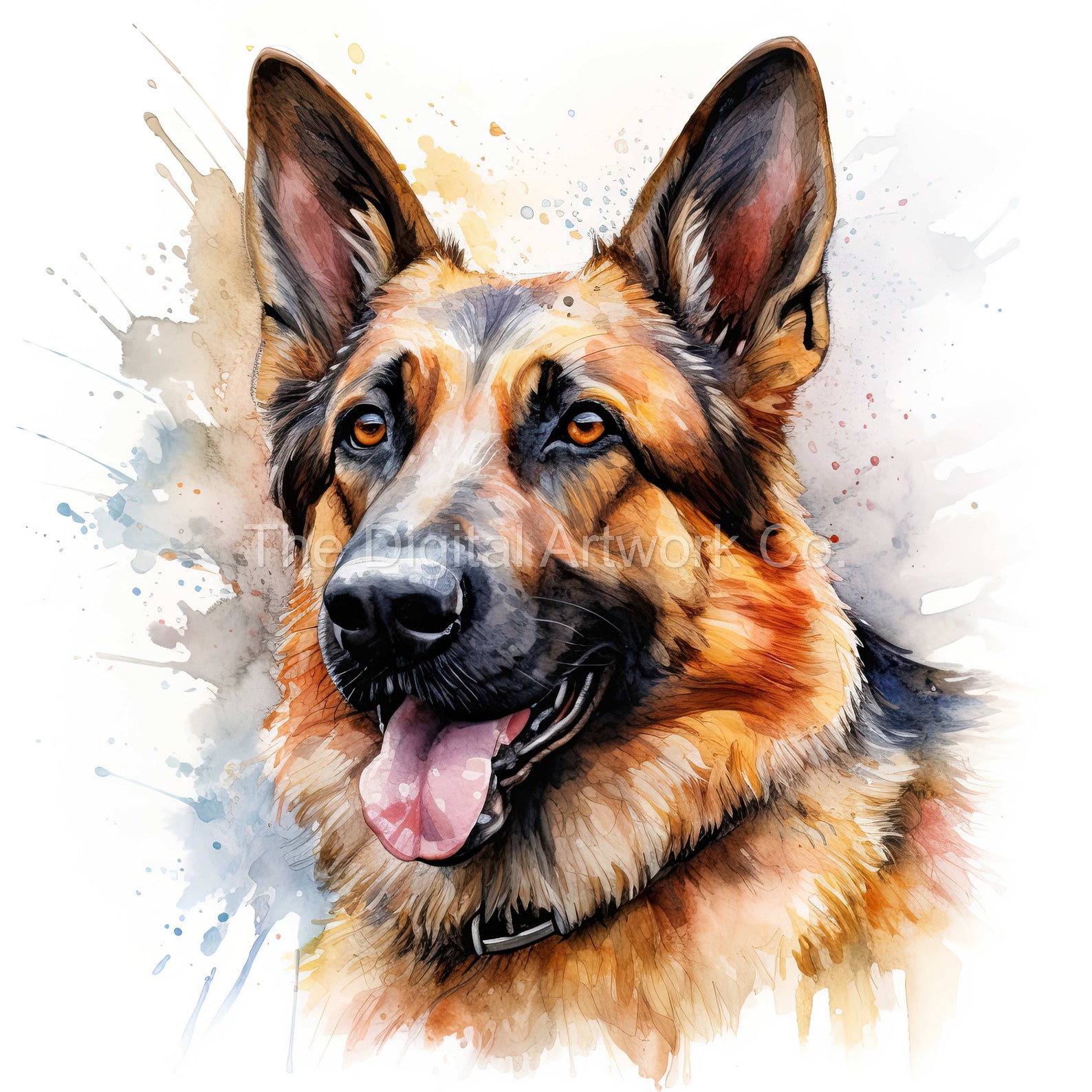 Alsatian Dog Watercolor Clipart, German Shepherd Designs (digital ...