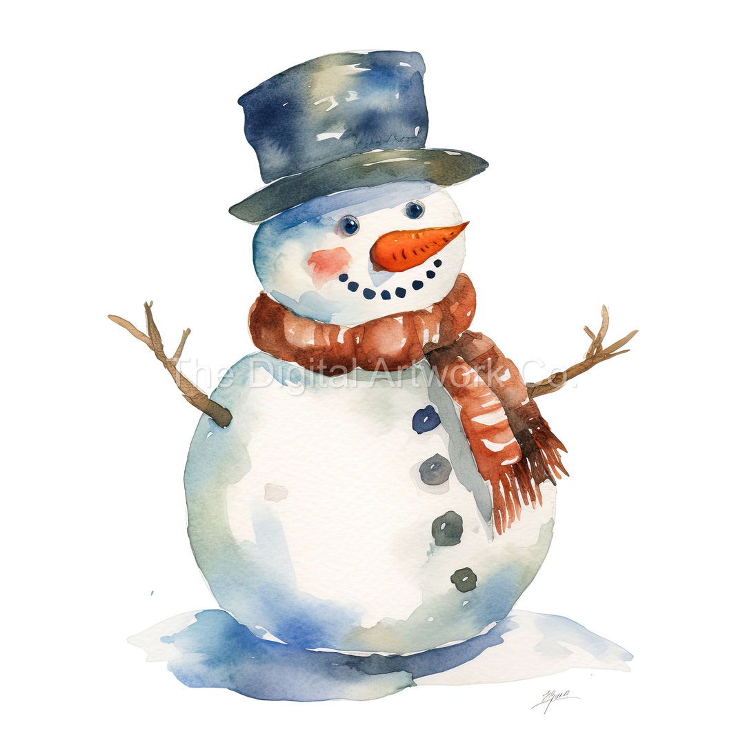 Watercolor Snowmen Clipart: Winter JPG Designs (digital Download) - Etsy