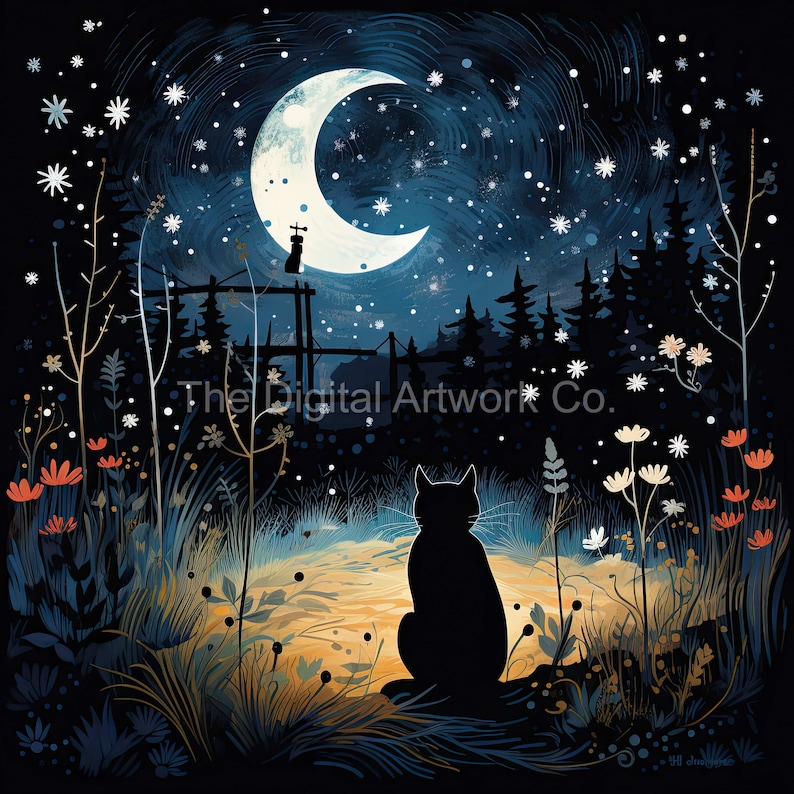 12 High Quality Designs of Midnight Cats Clip Art 12 Jpgs - Etsy UK