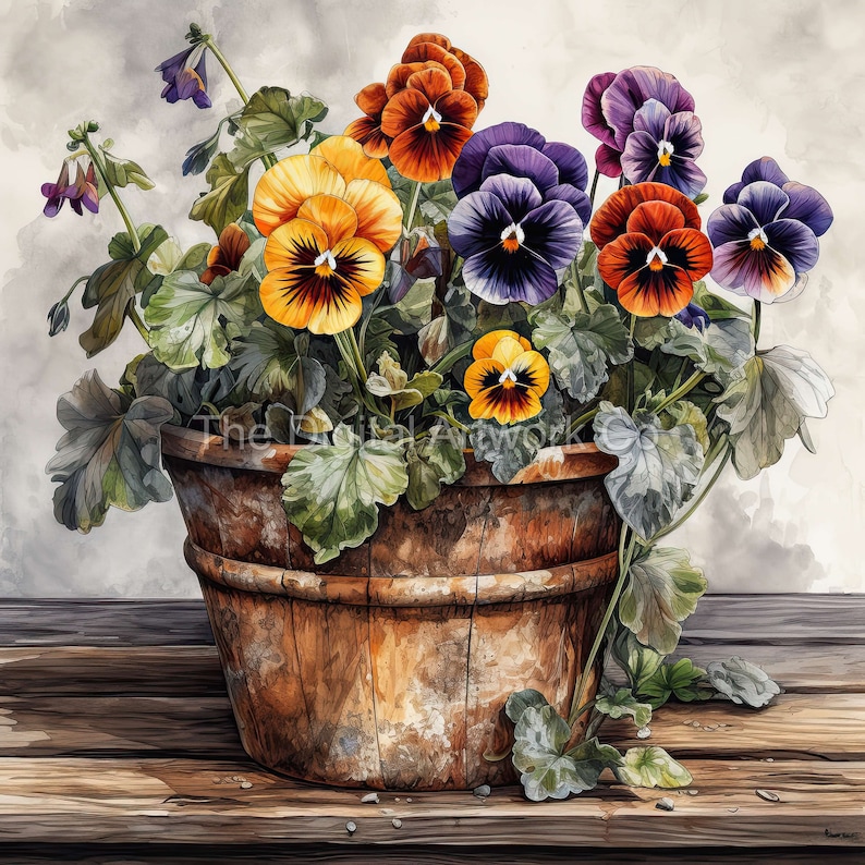 12 High Quality Designs of Gorgeous Pot Pansies 12 Jpgs - Etsy
