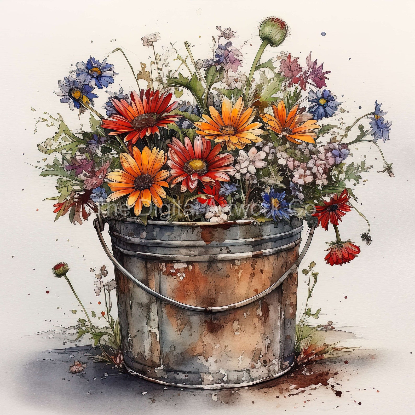 12 High Quality Designs of Buckets of Flowers Clip Art 12 Jpgs - Etsy