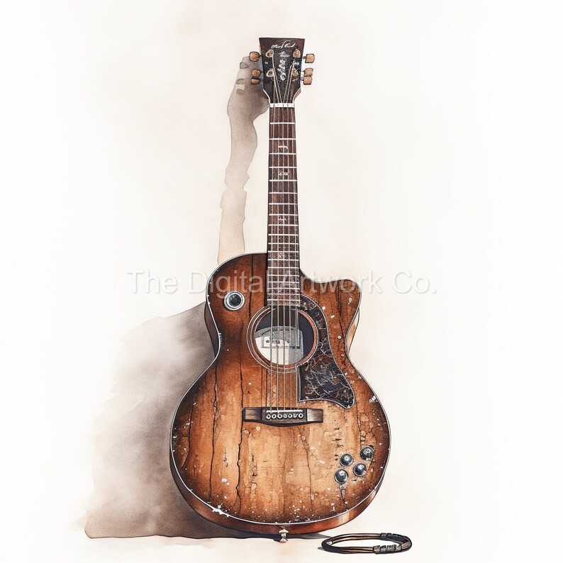Guitar Clip Art: Watercolor Designs, Commercial Use (digital Download ...