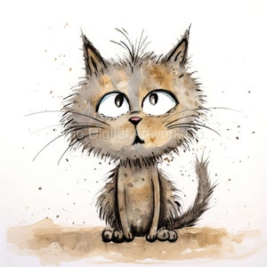 Watercolor Crazy Cat Clipart – Funny Animal Art (digital Download) - Etsy