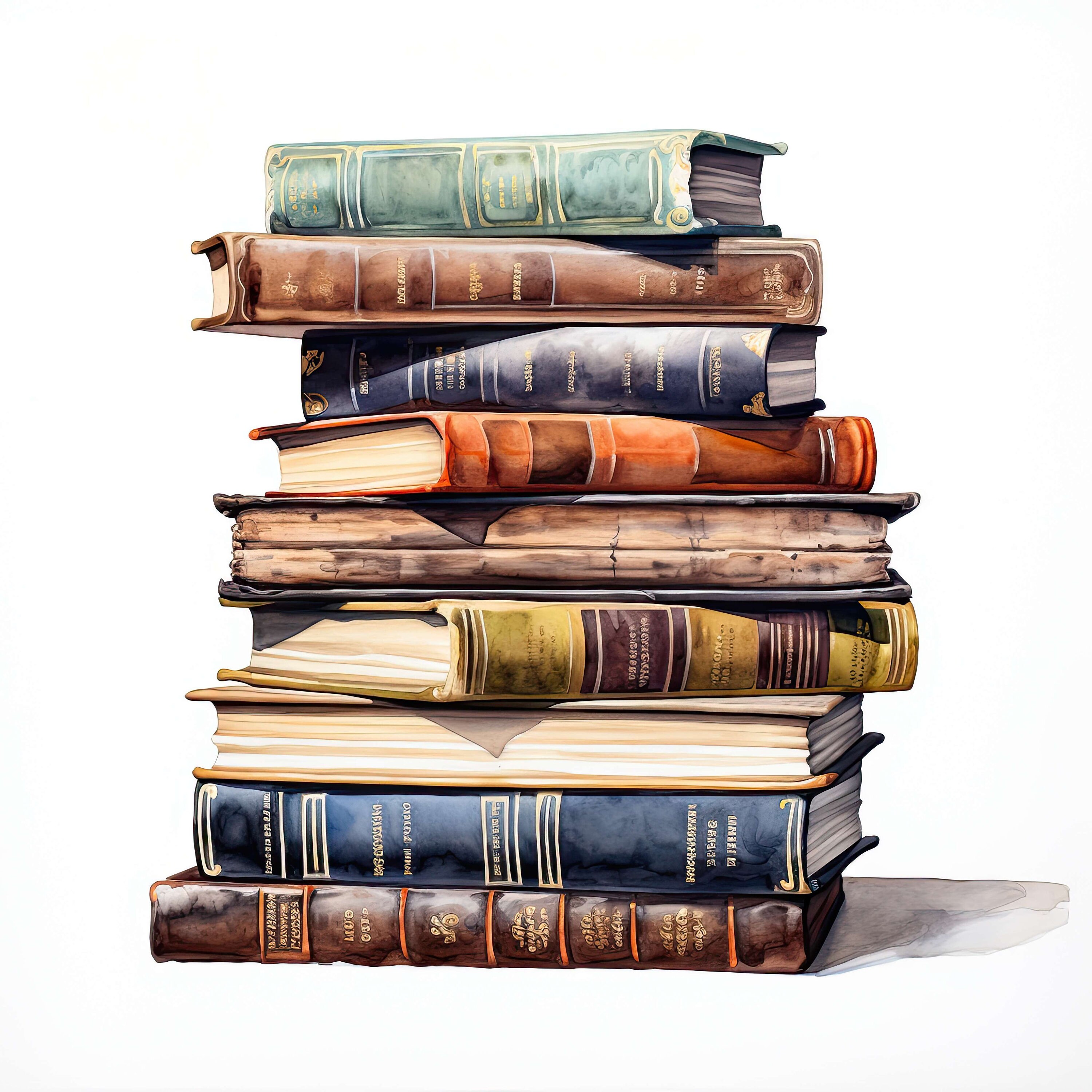 Dusty Books Stack: Watercolor Clipart Designs (digital Download) - Etsy