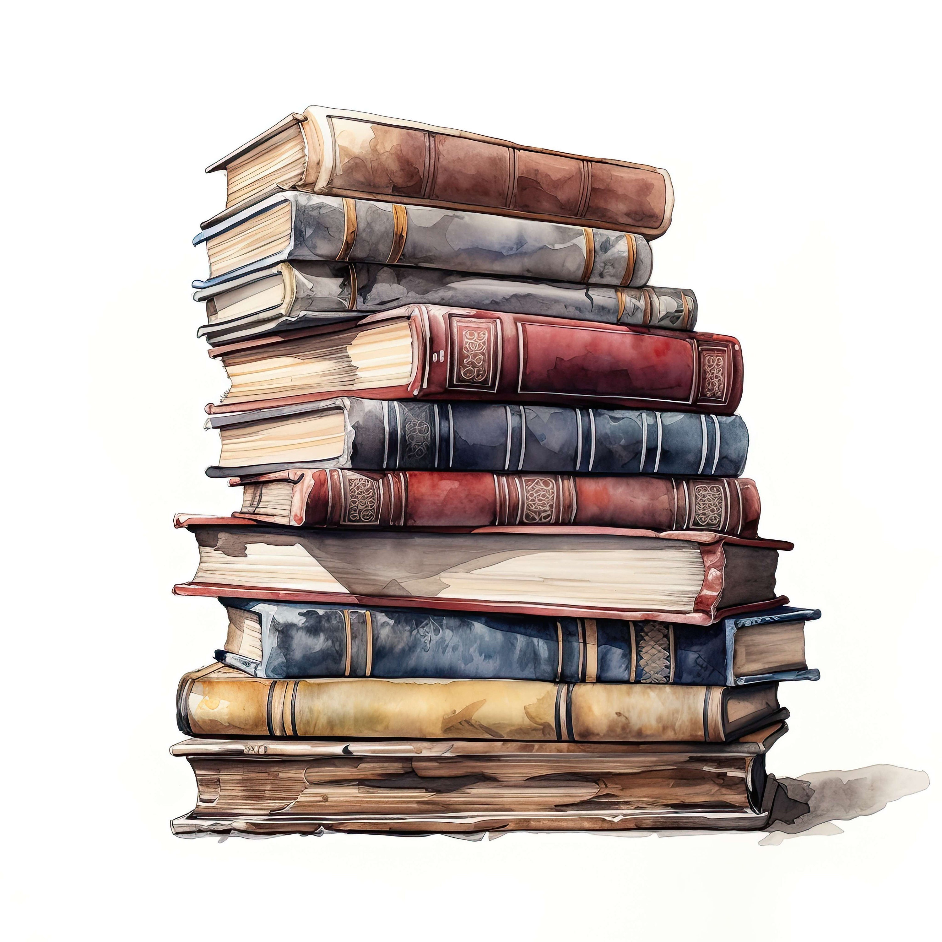 Dusty Books Stack: Watercolor Clipart Designs (digital Download) - Etsy