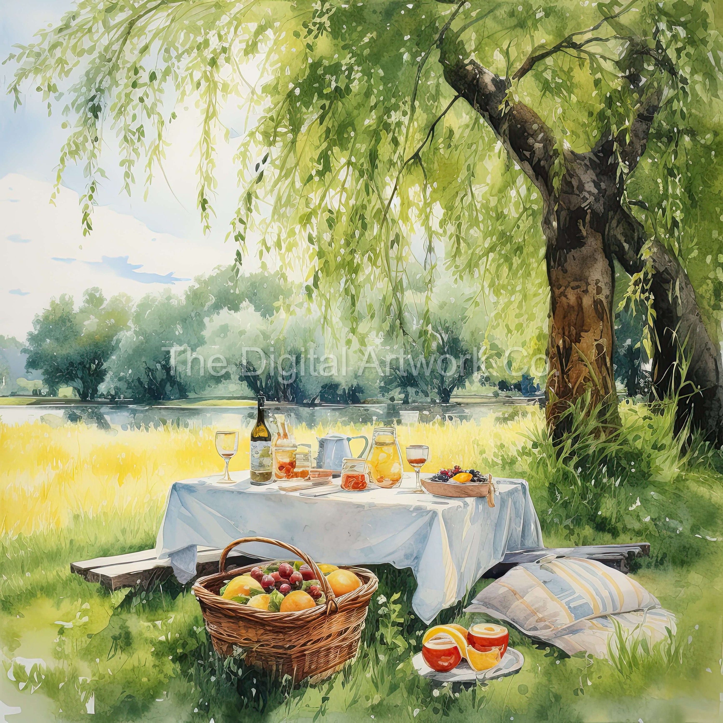 Summer Picnic Clipart: Watercolor Car, Fruit, Flowers (digital Download ...