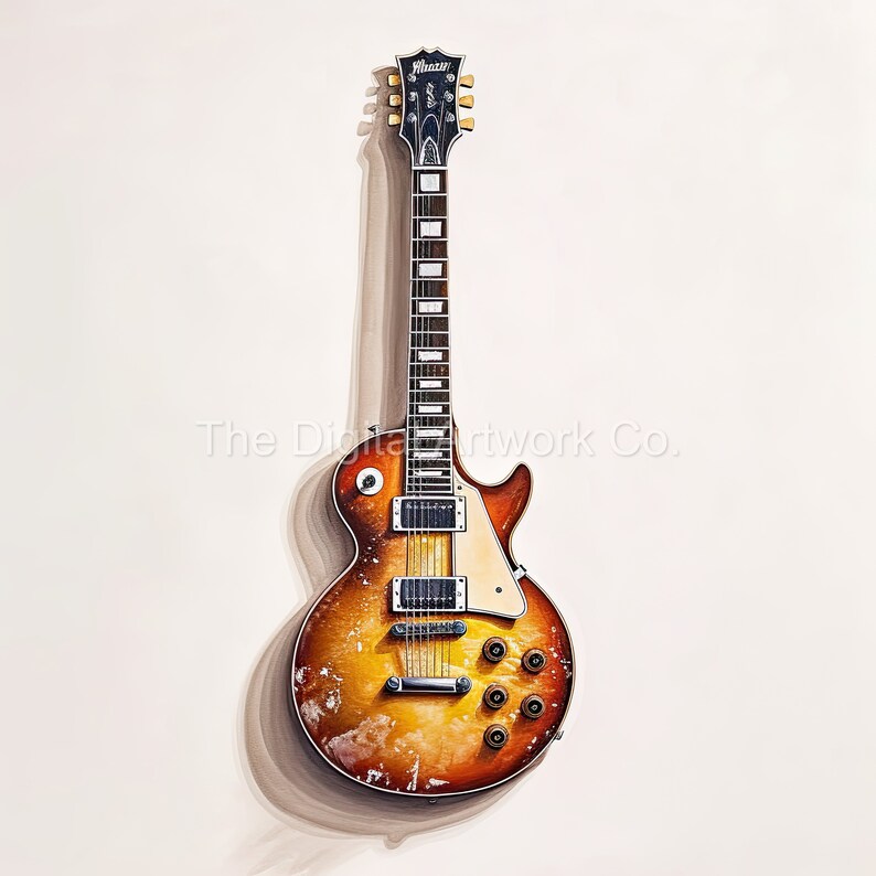 Guitar Clip Art: Watercolor Designs, Commercial Use (digital Download ...