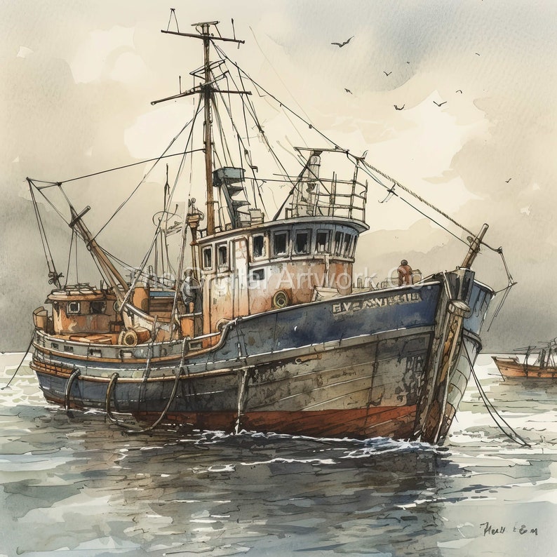 12 High Quality Designs of Fishing Trawlers Clip Art 12 Jpgs - Etsy