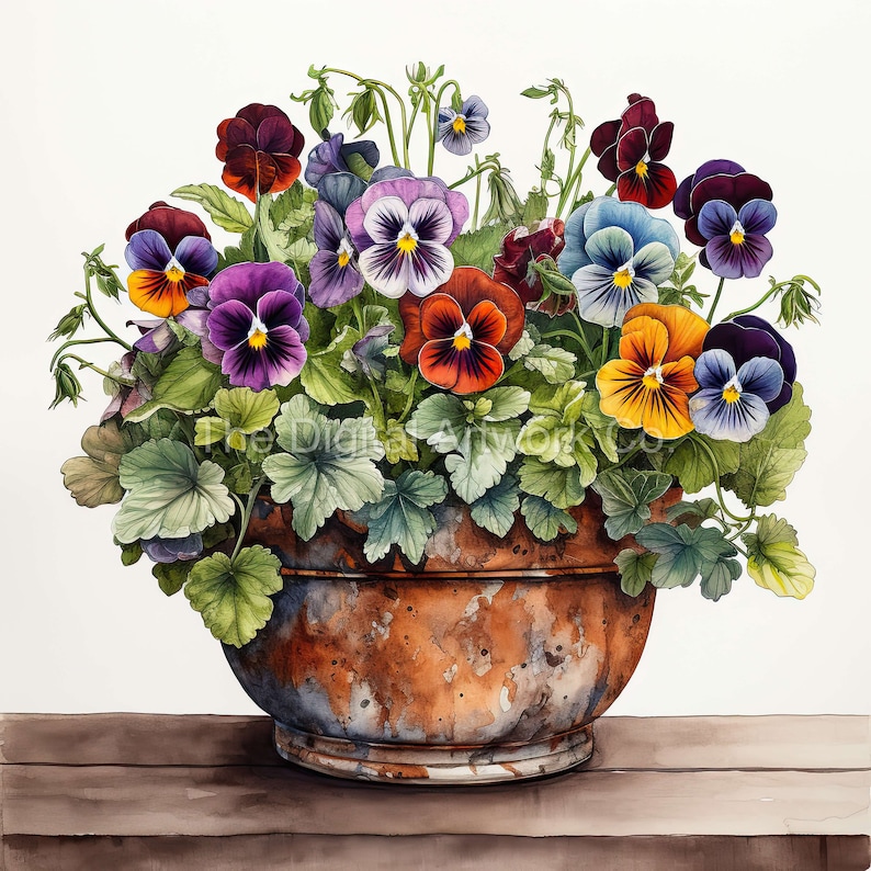 12 High Quality Designs of Gorgeous Pot Pansies 12 Jpgs - Etsy