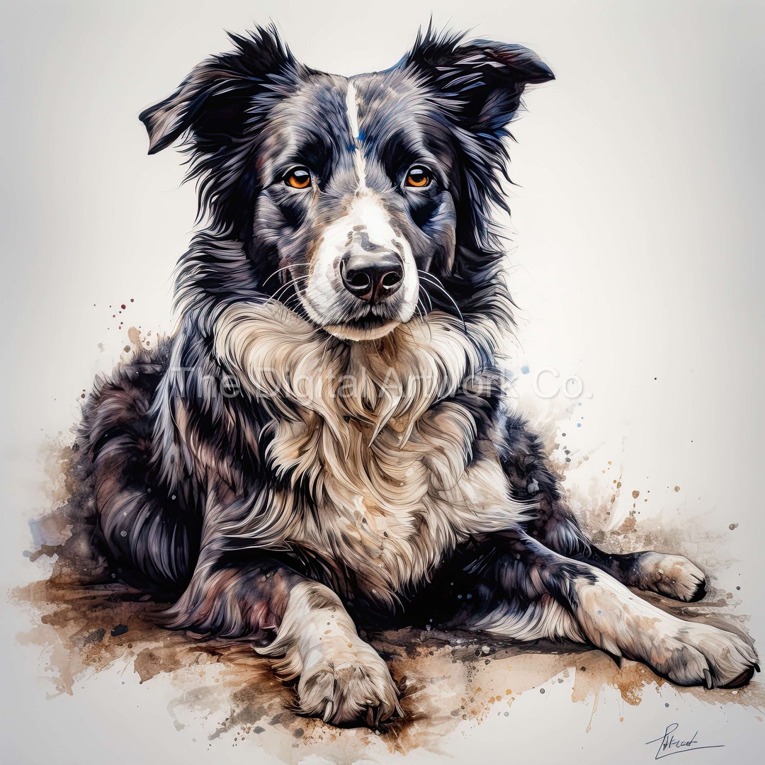 Border Collie Watercolor Clipart: Dog Breed Art Prints (digital ...