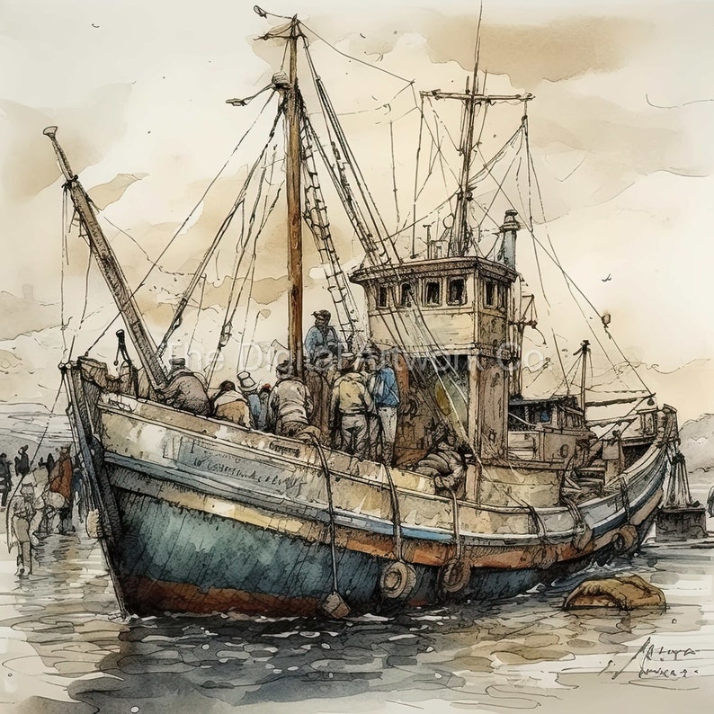 12 High Quality Designs of Fishing Trawlers Clip Art 12 Jpgs - Etsy