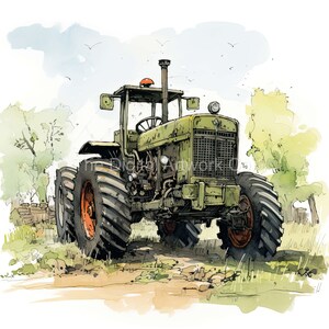 Watercolor Rusty Tractor Art Prints: Farmhouse Wall Decor (digital ...
