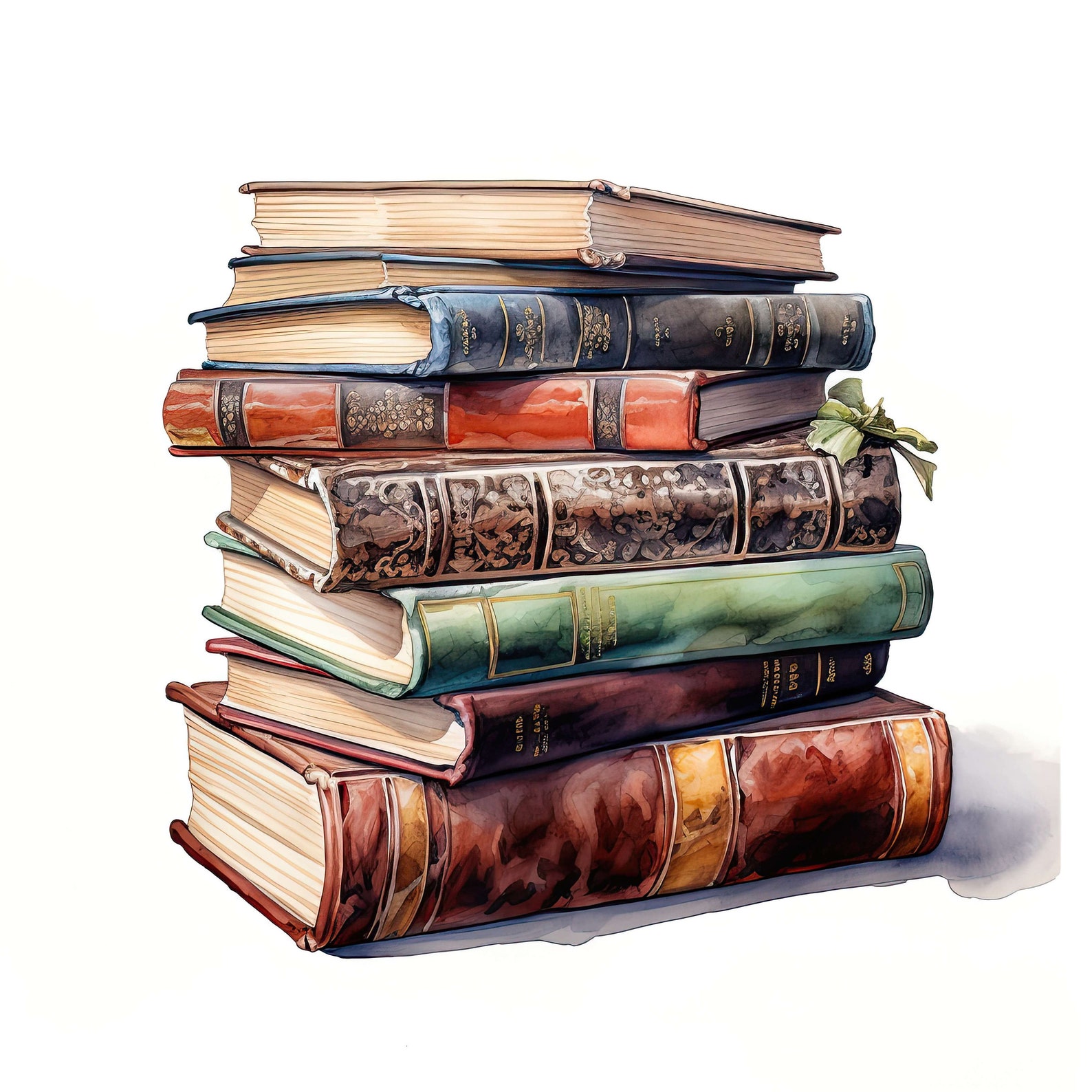 Dusty Books Stack: Watercolor Clipart Designs (digital Download) - Etsy